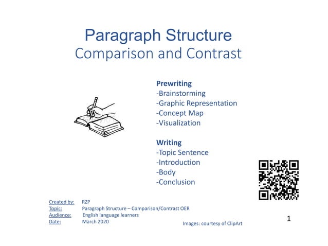 PARAGRAPH STRUCTURE: COMPARISON AND CONTRAST | PPTX | Secondary ...