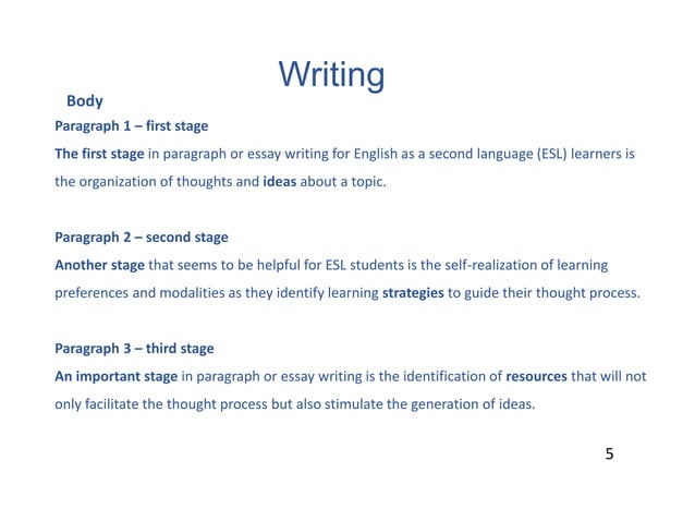 PARAGRAPH STRUCTURE: SEQUENCE / PROCESS | PPT