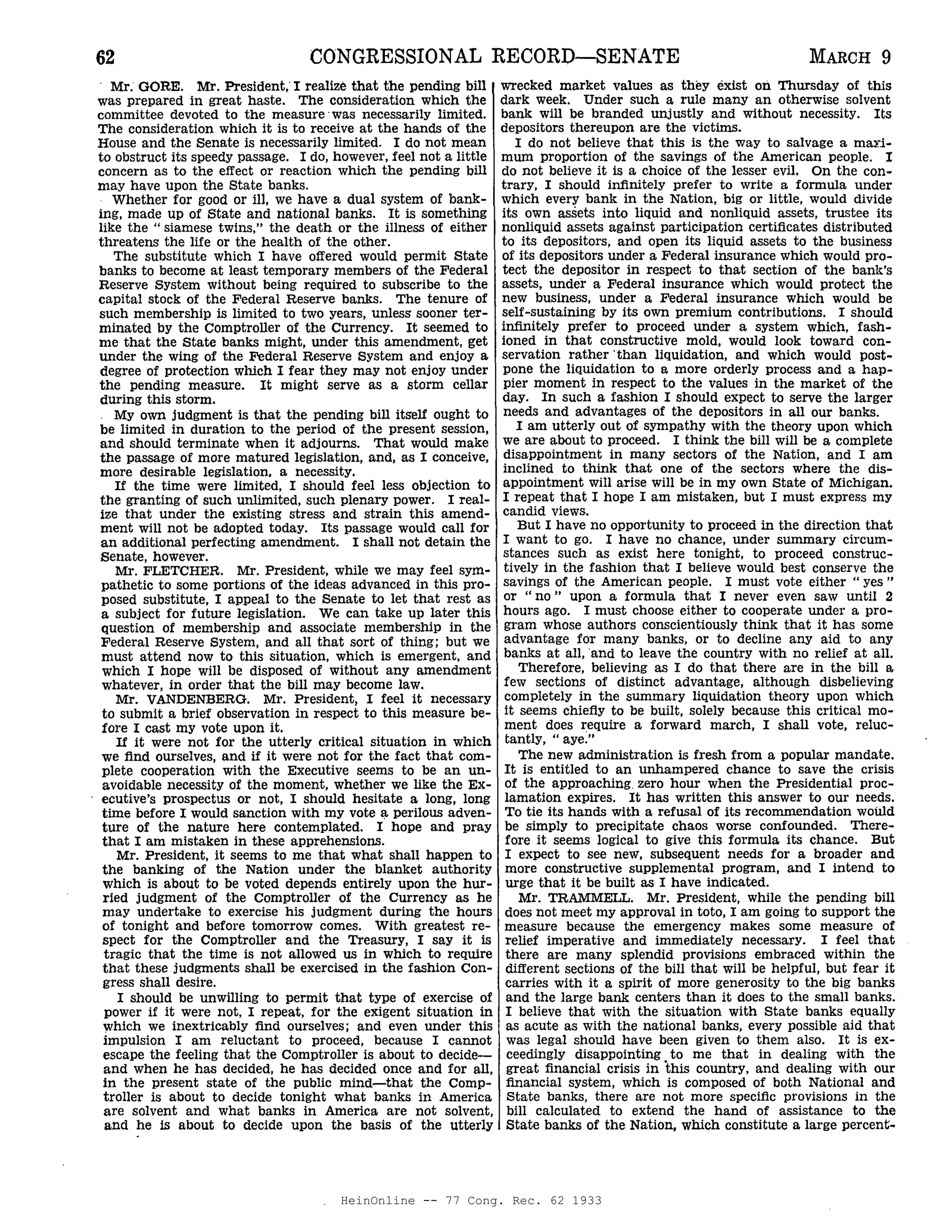 Mar 9, 1933 Congressional Record h.r. 1491 bottom pg 75 then McFadden pg 80 | PDF