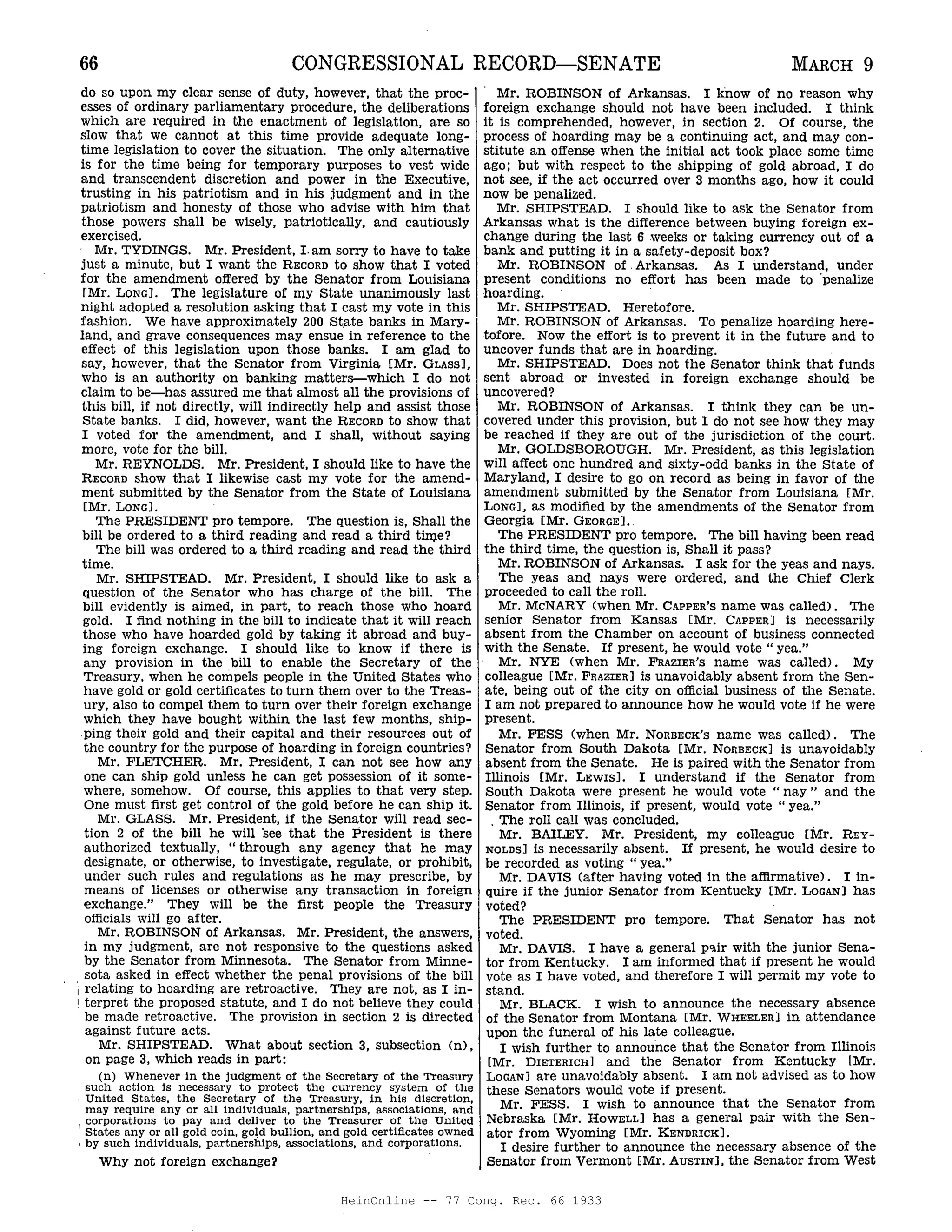 Mar 9, 1933 Congressional Record h.r. 1491 bottom pg 75 then McFadden pg 80 | PDF