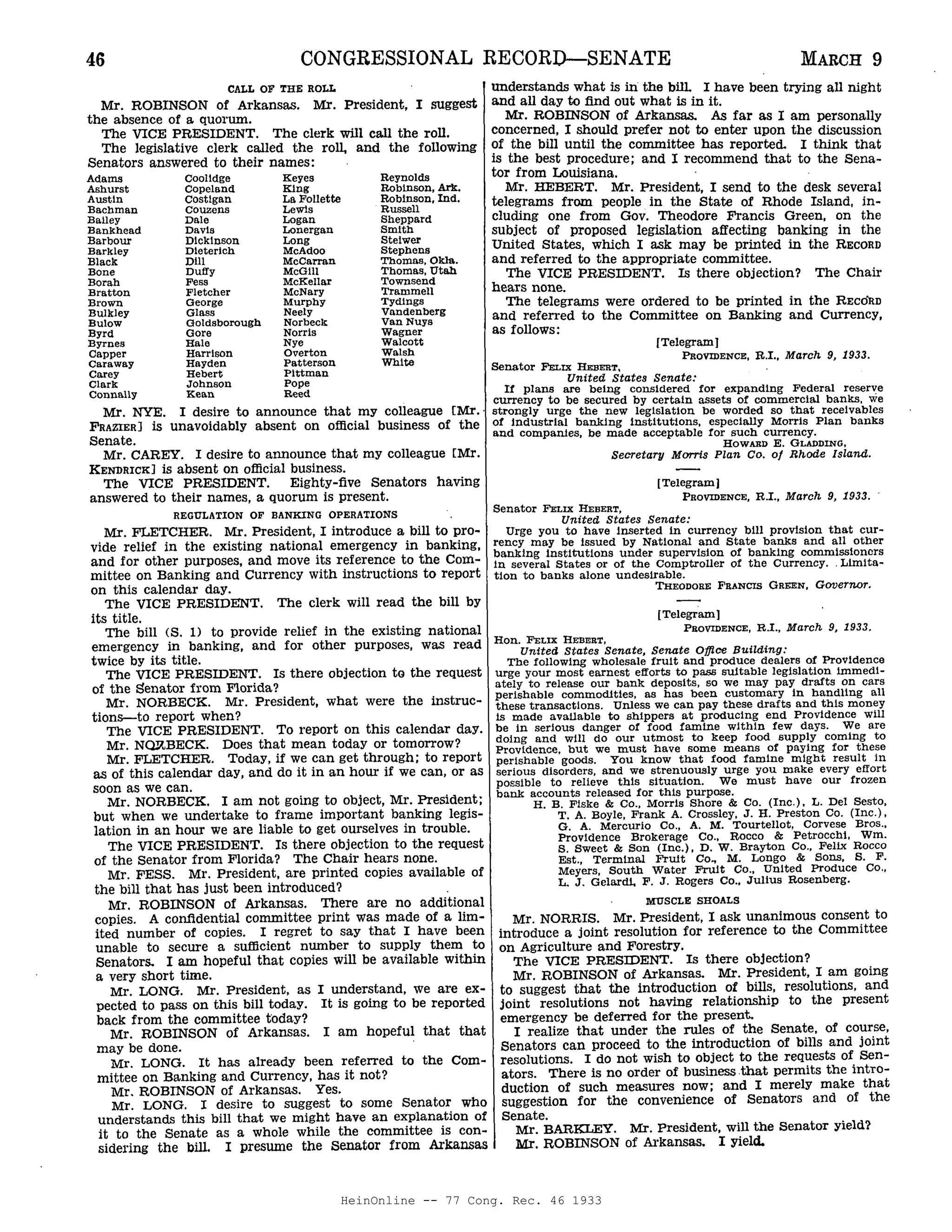 Mar 9, 1933 Congressional Record h.r. 1491 bottom pg 75 then McFadden pg 80 | PDF