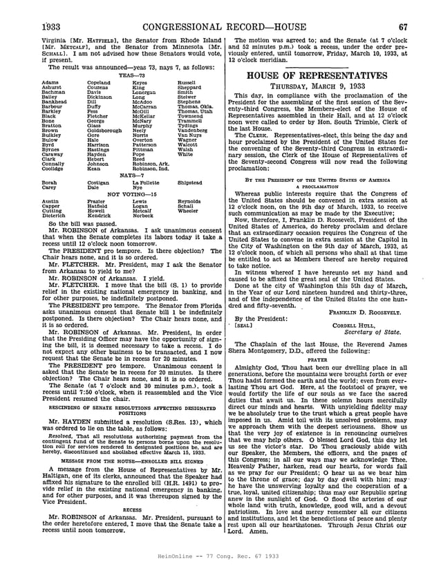 Mar 9, 1933 Congressional Record h.r. 1491 bottom pg 75 then McFadden pg 80 | PDF | Databases ...