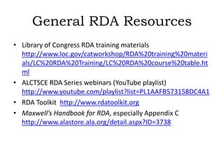 Using RDA for Archives and Manuscripts | PPT