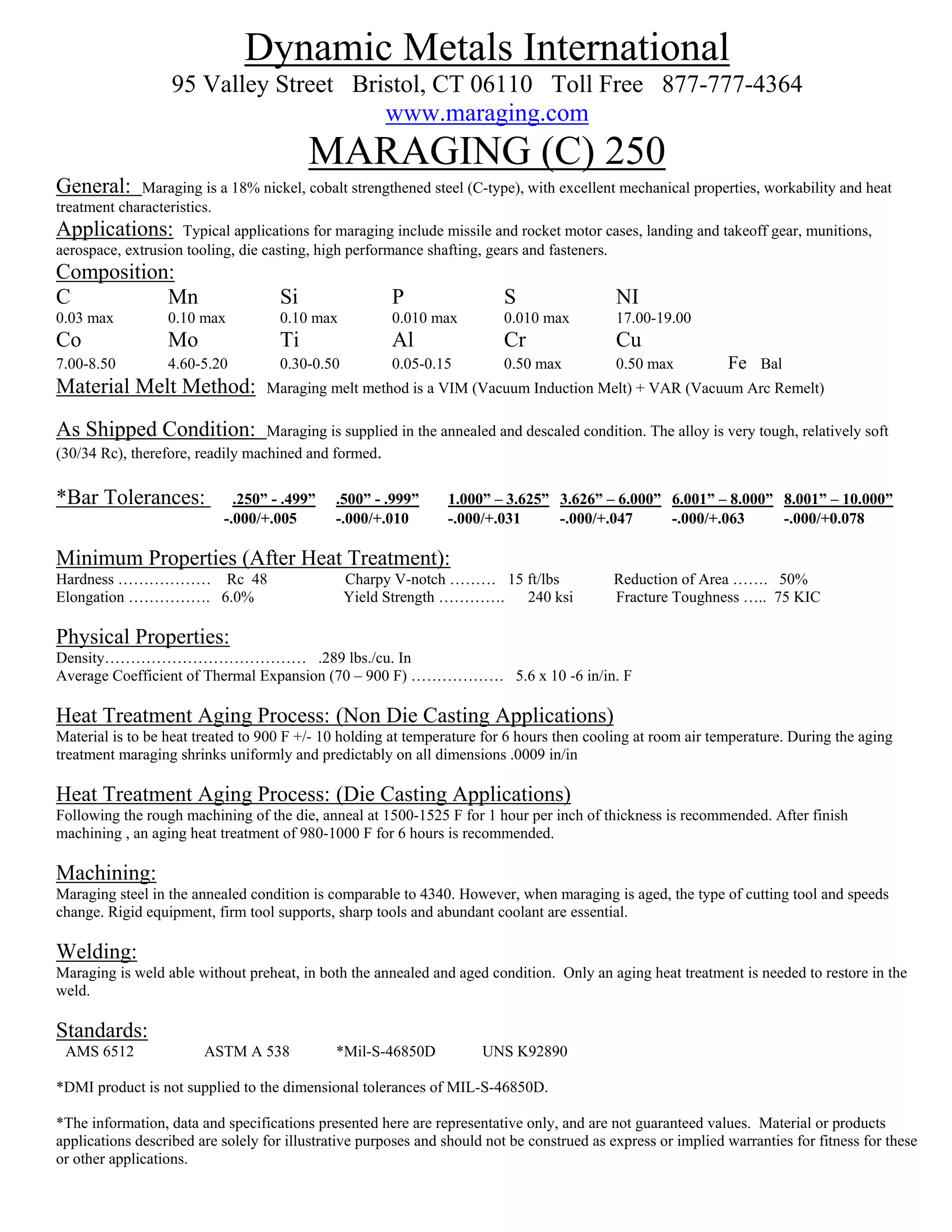 Maraging 250 spec | PDF