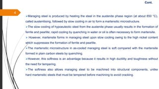 Maraging Steels (Properties, Microstructure & Applications) | PPTX