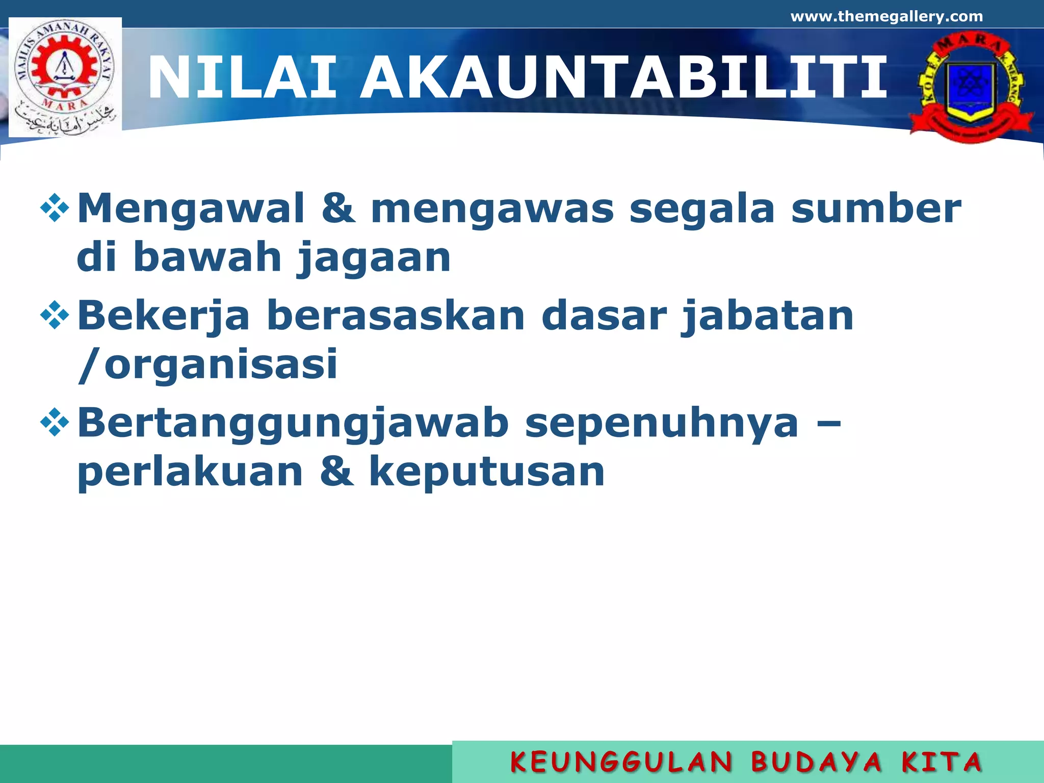 MARA ILKM - Pengurusan Integriti & Akauntabiliti | PPTX