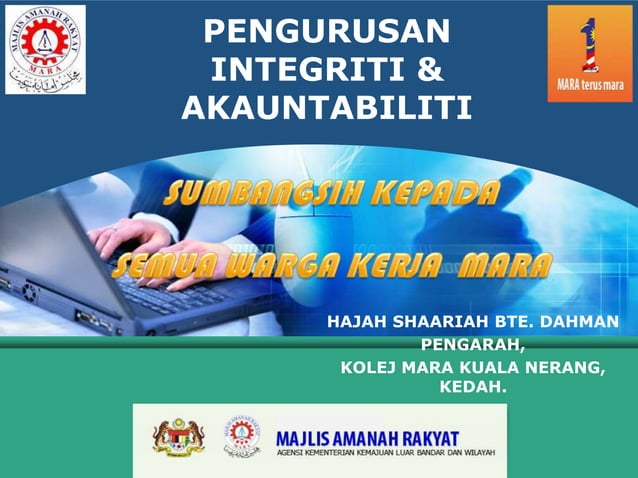 MARA ILKM - Pengurusan Integriti & Akauntabiliti | PPTX