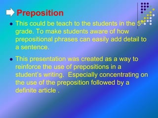 Learning about prepositions | PPTX