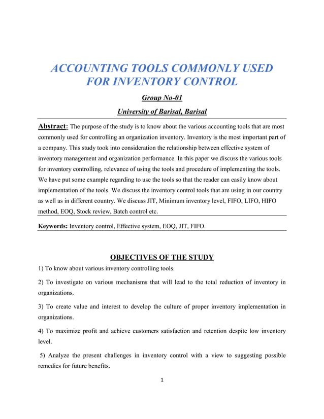 Tools Commonly Used for Inventory Control | PDF