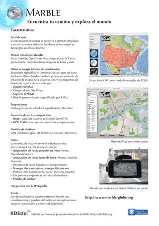 Marble Virtual Globe 1.3 Factsheet (Spanish) | PDF