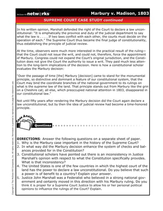 Marbury v. Madison case study | PDF