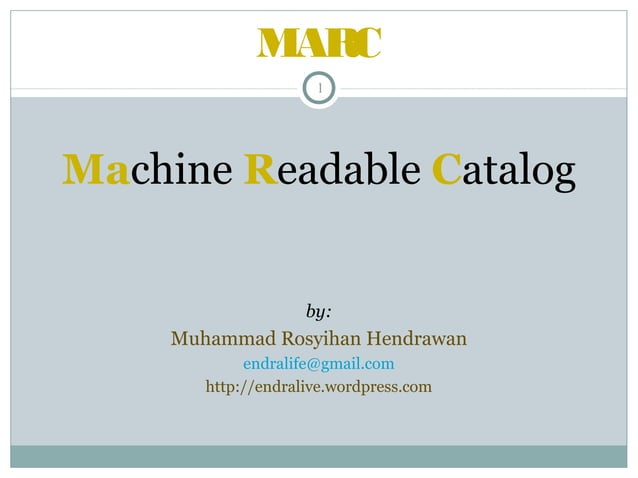 Machine Readable Catalog | PPT