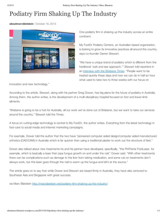 Podiatry Firm Shaking Up The Industry | PDF