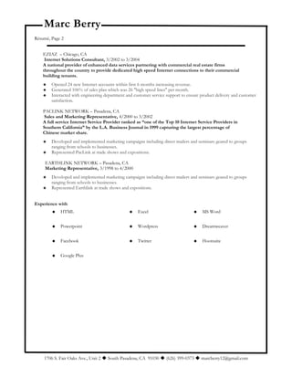 Marc Berry - resume | DOC | Internet | Computing