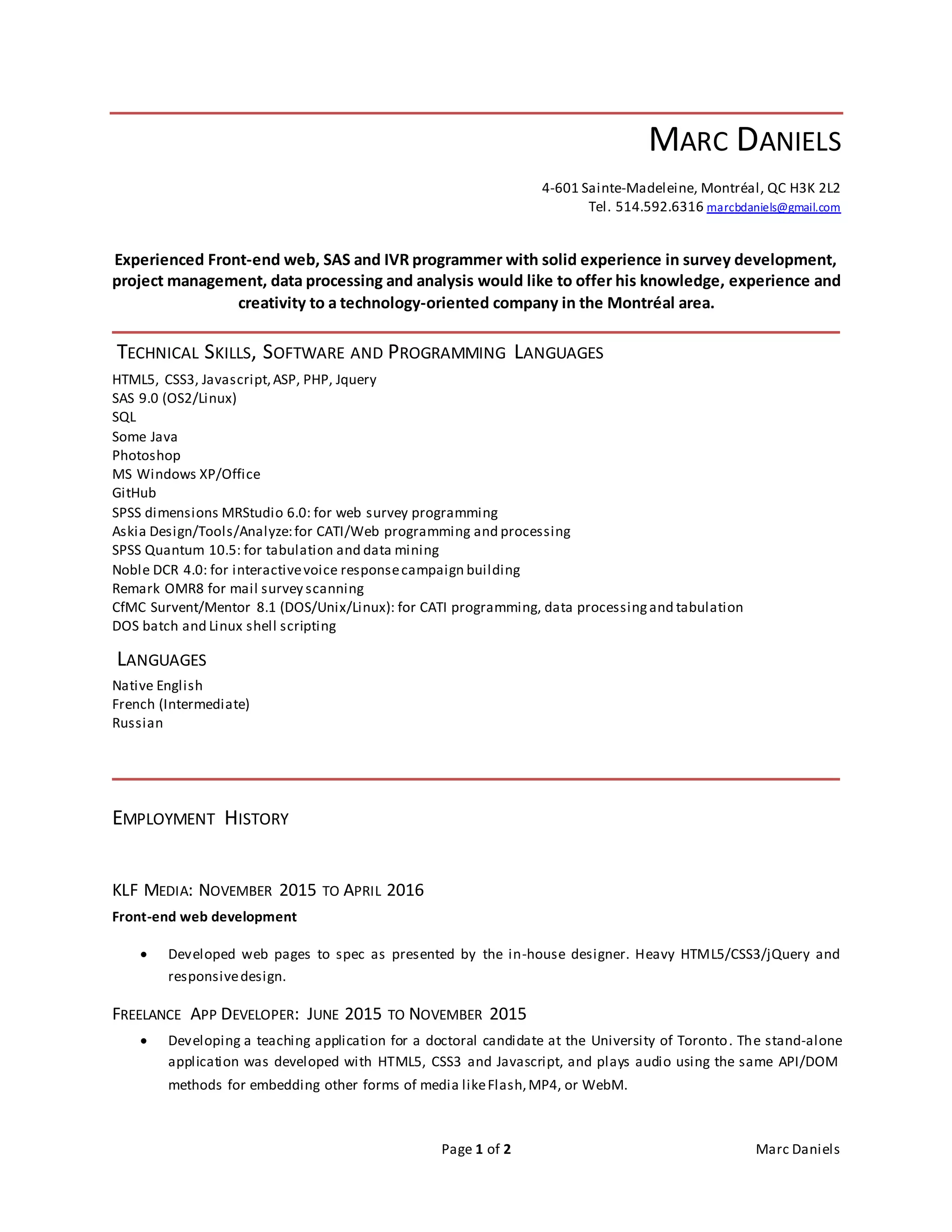 Marc daniels 2016.4resume | PDF