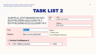 MarcEdit task lists and vendor-supplied metadata : revisiting the subscriber-publisher ...