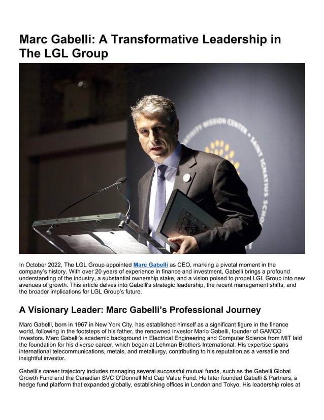 Marc Gabelli_ A Transformative Leadership in The LGL Group.docx