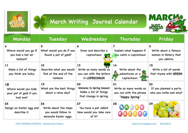 March Writing Journal | PPT