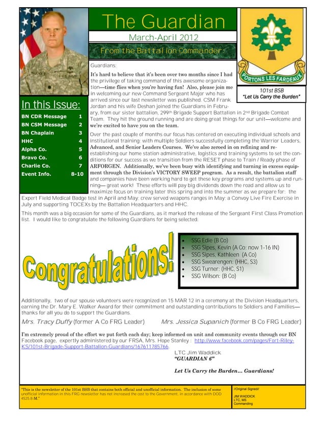 March april 2012- 101st bsb newsletter | PDF