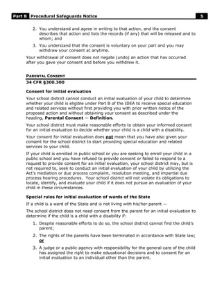 Procedural Safeguards Notice Part B, March 2008 | PDF