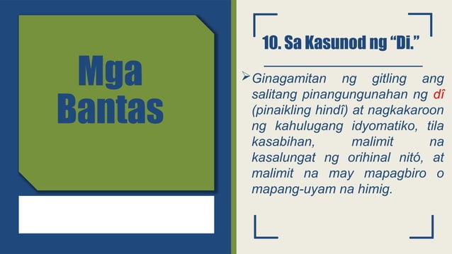 Wastong Bantas(Alituntunin sa paggamit nito) Filipino 8 | PPTX