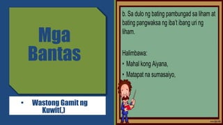 Wastong Bantas(Alituntunin sa paggamit nito) Filipino 8 | PPTX