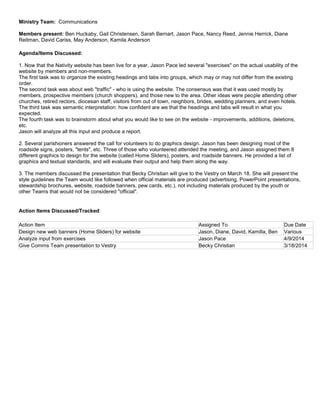 March Ministry Teams minutes | PDF