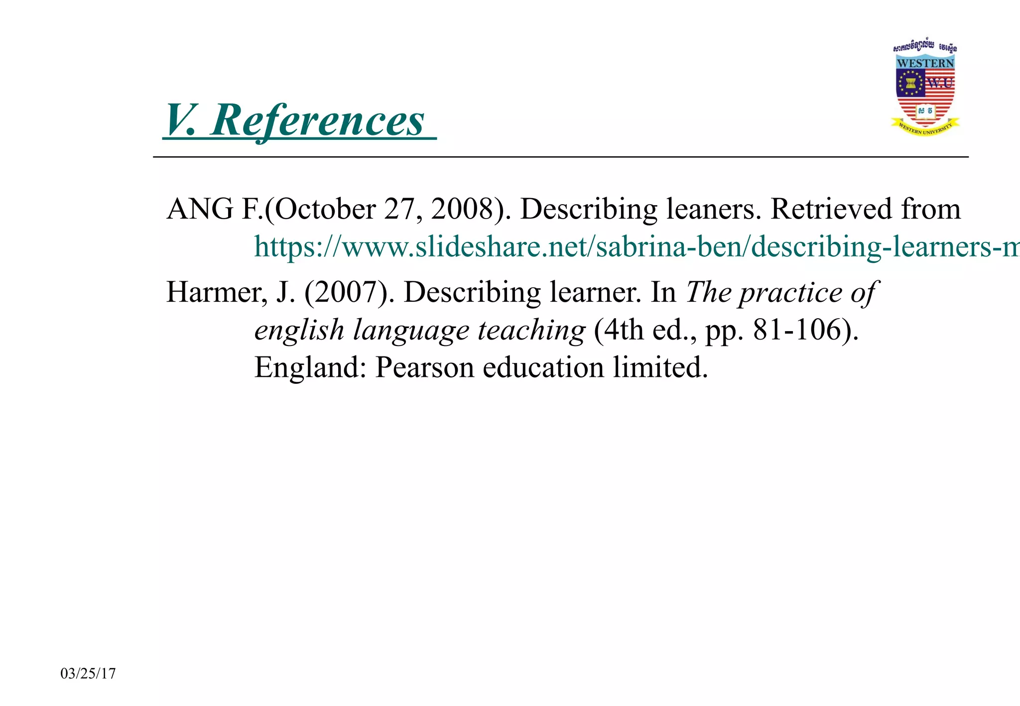 Ch5: Describing Learners (March 18, 2017) | PPT