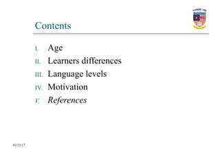 Ch5: Describing Learners (March 18, 2017) | PPT