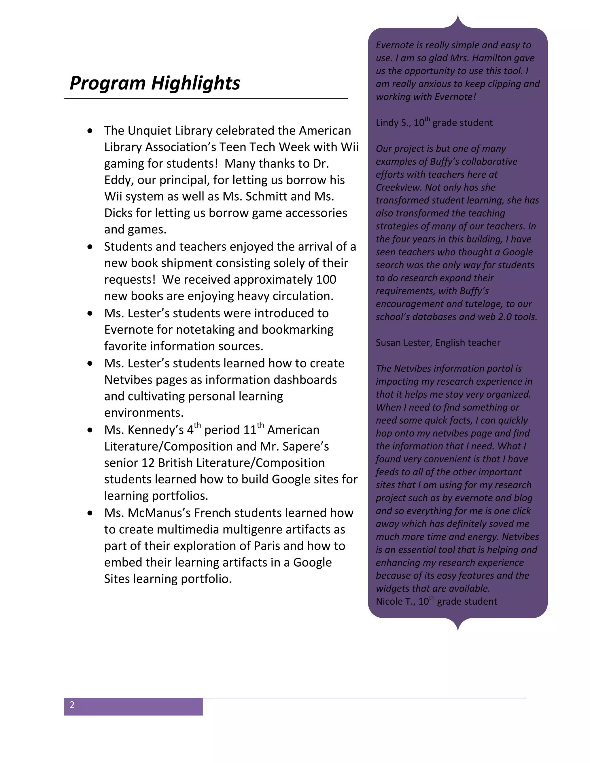 March 2010 Monthly Report, The Unquiet Library | PDF