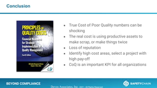 Understanding, Managing, and Reducing Cost of Quality | PPT