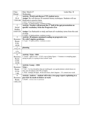 March 25 29 lesson plans | DOC