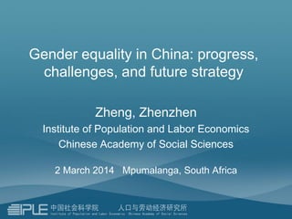 Gender equality in China: progress, challenges, and future strategy | PDF