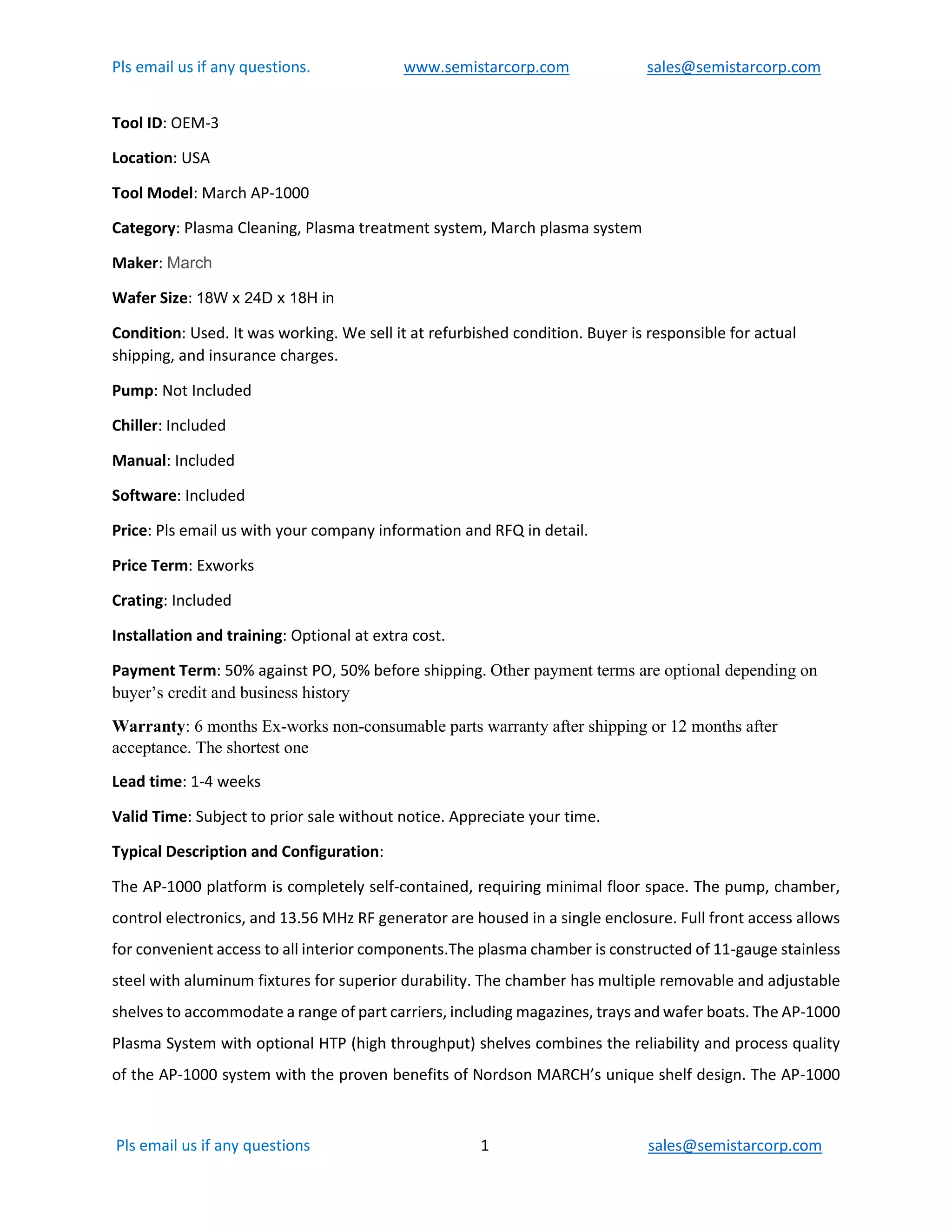 Plasma Cleaning Plasma treatment system March plasma system March AP ...