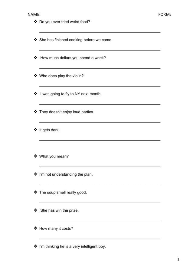 Error Identification Worksheet | PDF