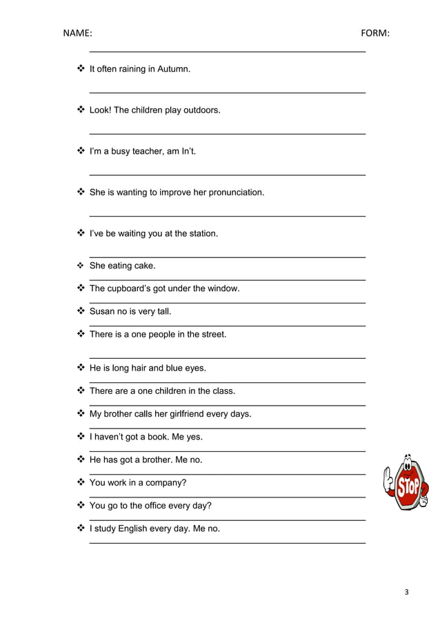 Error Identification Worksheet | PDF