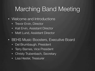 BEHS Marching Band Meeting | PDF