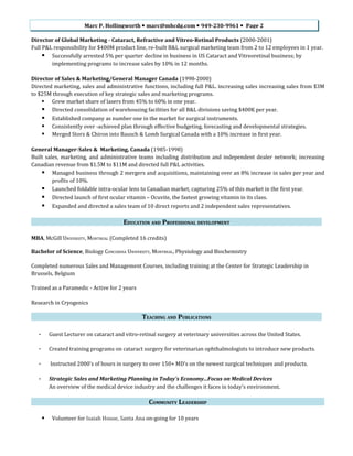 Marc Hollingworth Director Of Sales And Marketing Resume M | DOC