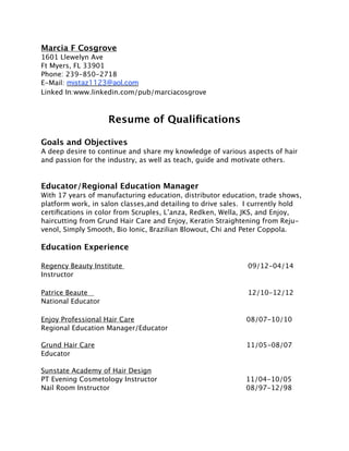 Marcia c resume 7:15 | PDF