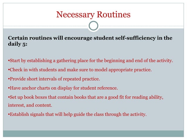 Abridged version of the daily 5