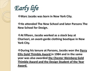 designer Marc jacobs | PPTX | Apparel Industry | Industries