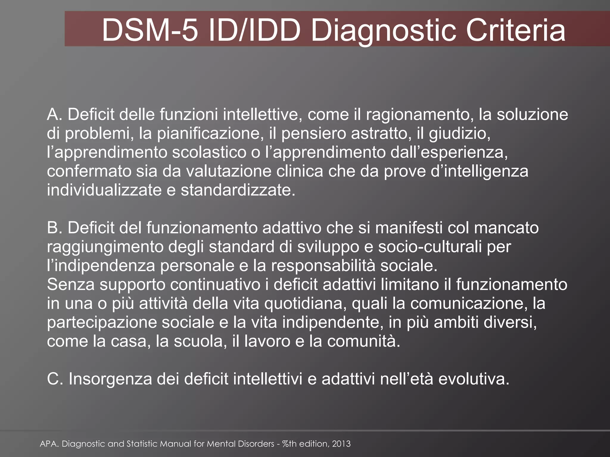 Intellectual Developmental Disorders and Mental Health: classification ...