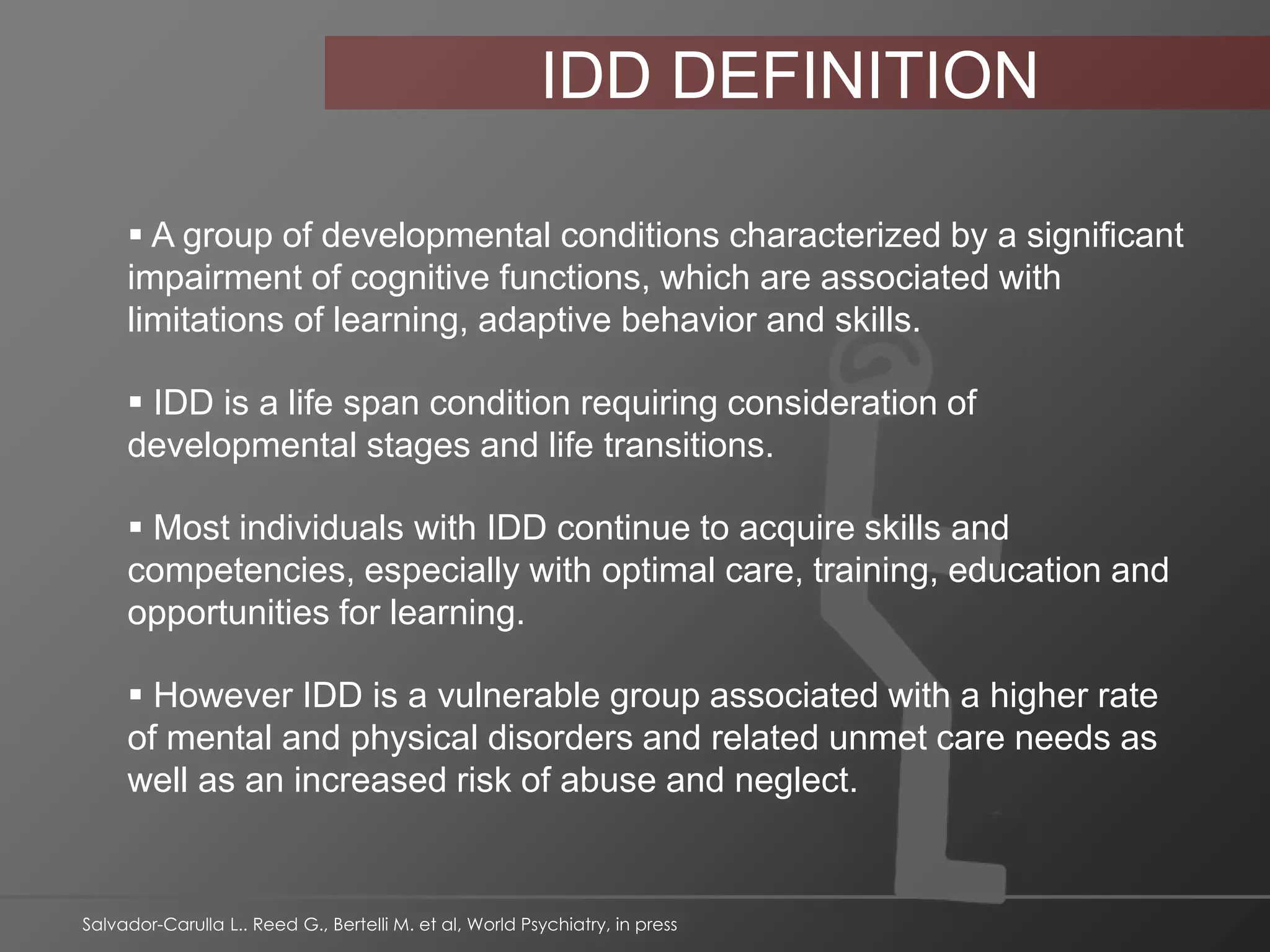 Intellectual Developmental Disorders and Mental Health: classification ...