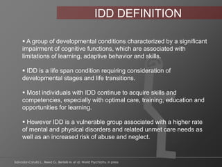 Intellectual Developmental Disorders and Mental Health: classification ...