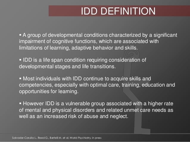 Intellectual Developmental Disorders and Mental Health: classificatio…