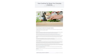 marco coffen How Cooking Can Boost Your Creativity. | PDF