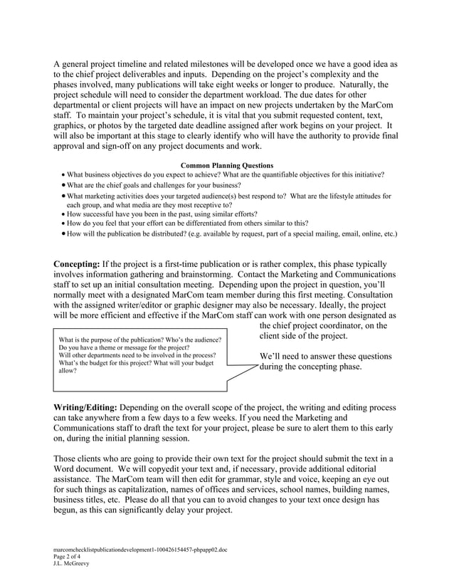 MarCom Checklist--Publication Development | PDF