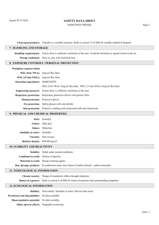 Marconite Aggregate - Premix Safety Data Sheet | PDF