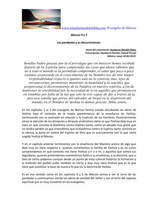 03.- Marcos 4 y 5 Las parábolas y su discernimiento | PDF