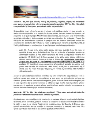 03.- Marcos 4 y 5 Las parábolas y su discernimiento | PDF
